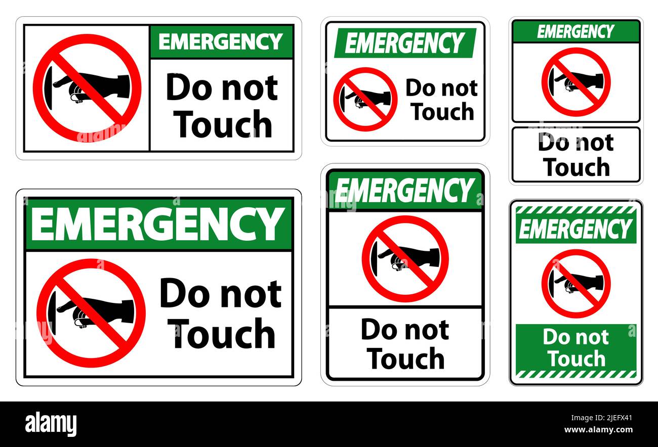Emergency do not touch sign label on transparent background Stock ...