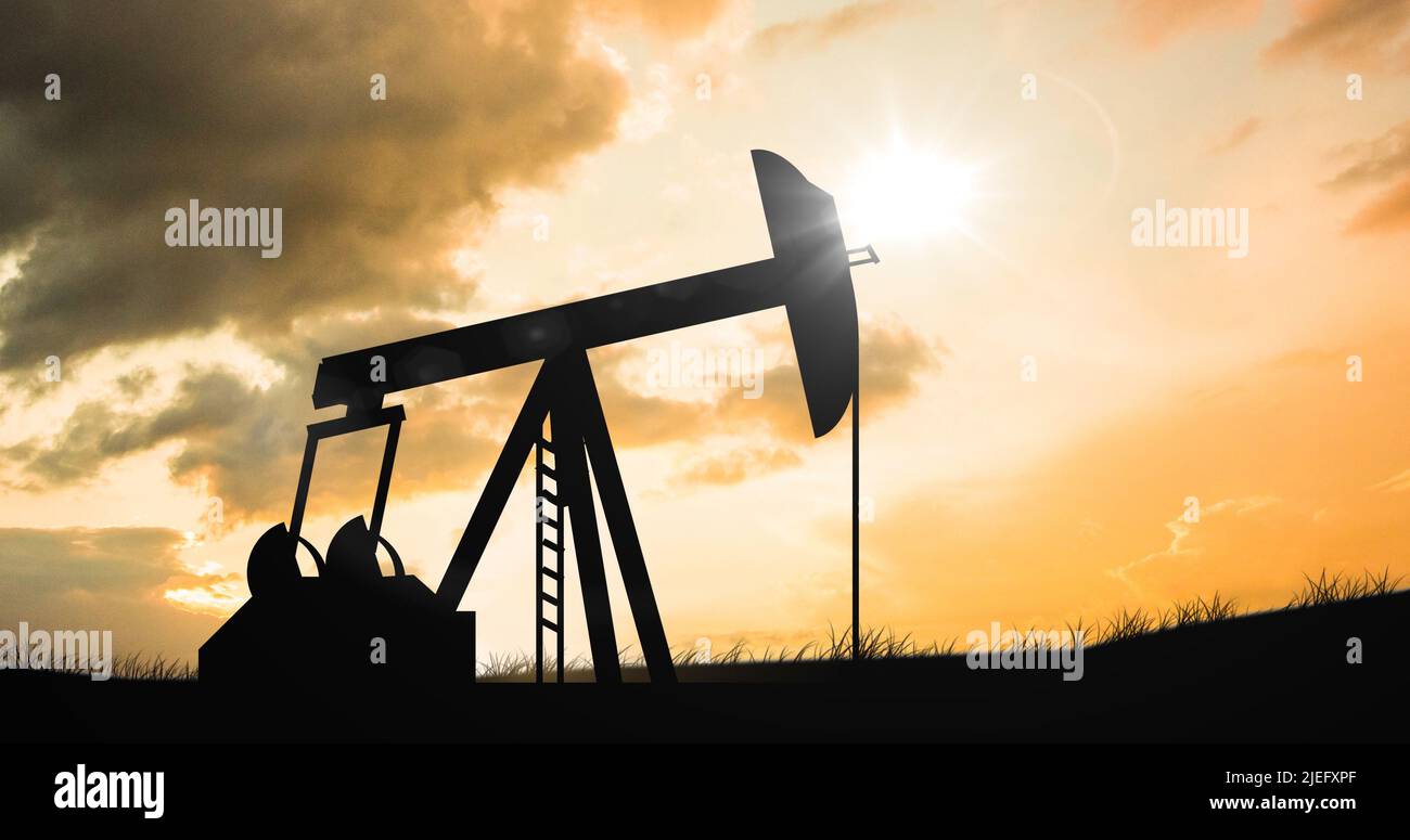 Oil well silhouette hi-res stock photography and images - Alamy