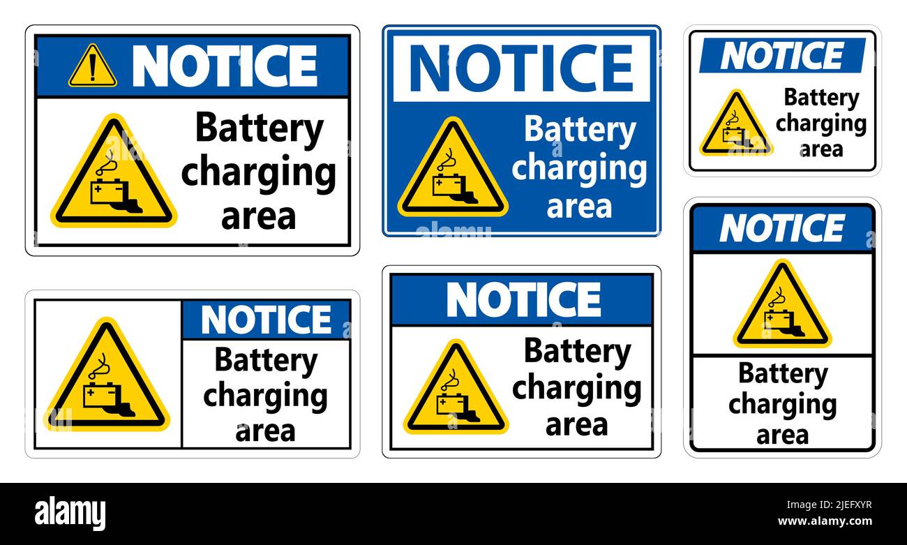 Notice Battery charging area Sign on white background Stock Vector ...