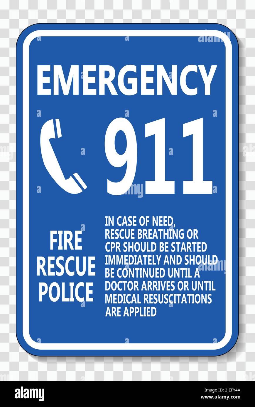 Emergency Call 911 Sign on transparent background,vector illustration ...