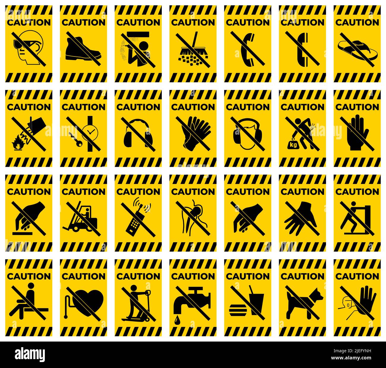 Set Caution Prohibition Sign Symbol on white background Stock Vector ...