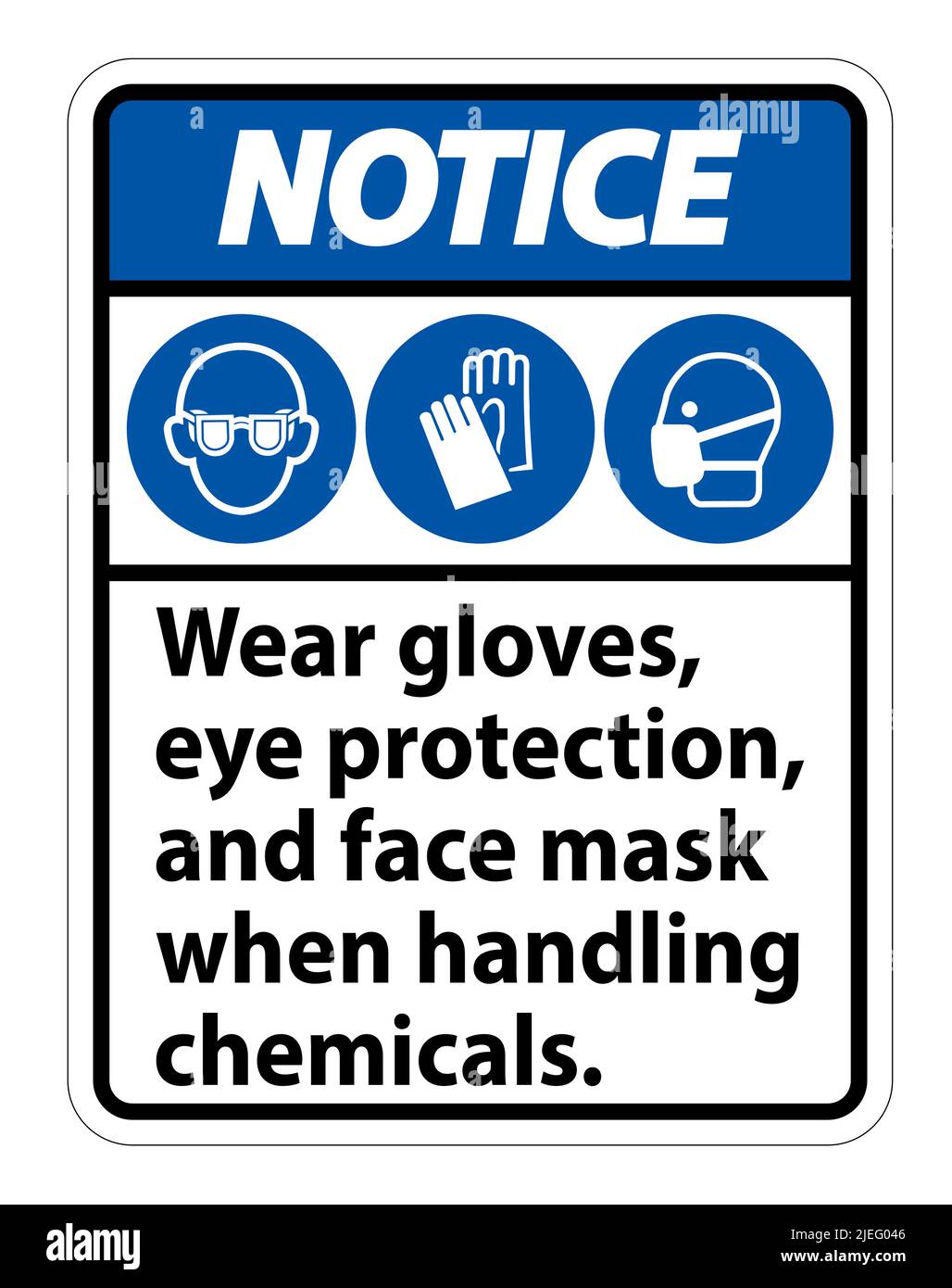 Notice Wear Gloves, Eye Protection, And Face Mask Sign Isolate On White ...
