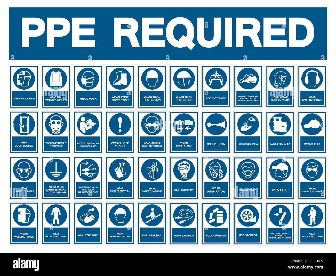 Required Personal Protective Equipment (PPE) Symbol,Safety Icon Stock ...