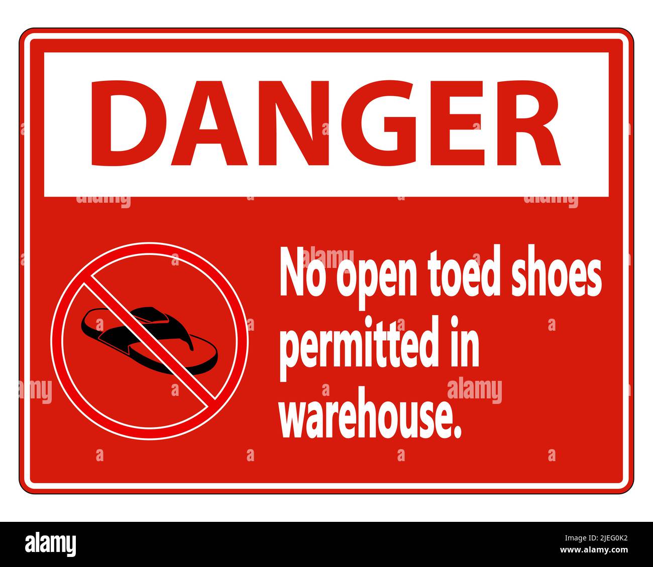 Danger No Open Toed Shoes Sign on white background,vector illustration ...