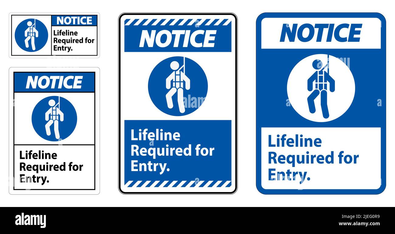 Warning Confined Space Sign Lifeline Required For Entry Stock Vector ...