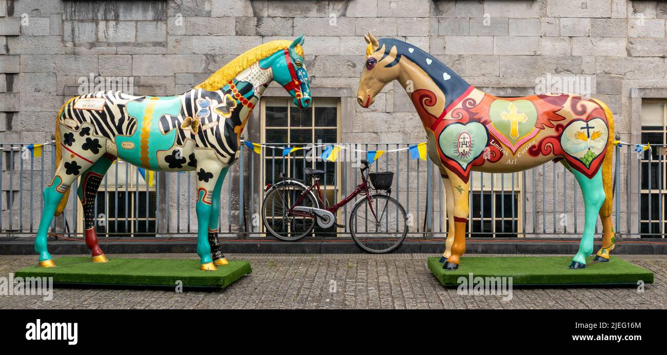 Limerick, Ireland - June 4, 2022: Wooden Horses in front of the Hunt ...