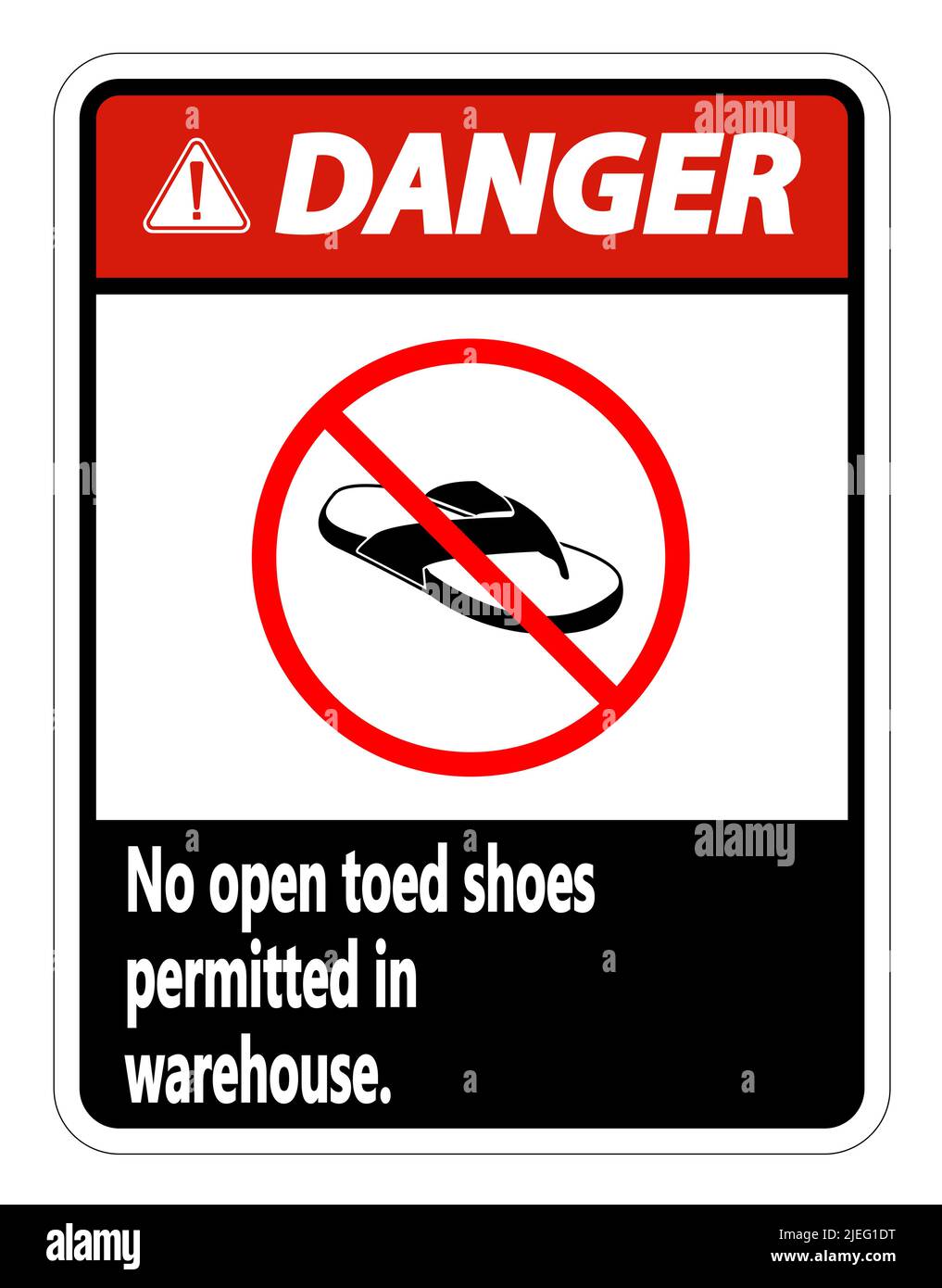 Danger No Open Toed Shoes Sign on white background,vector illustration ...