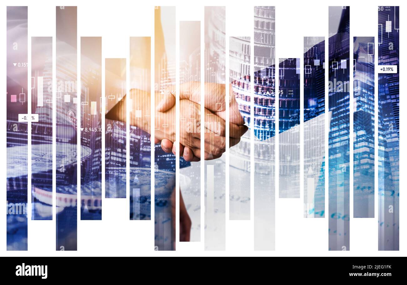 Business handshake on finance prosperity and money technology asset ...