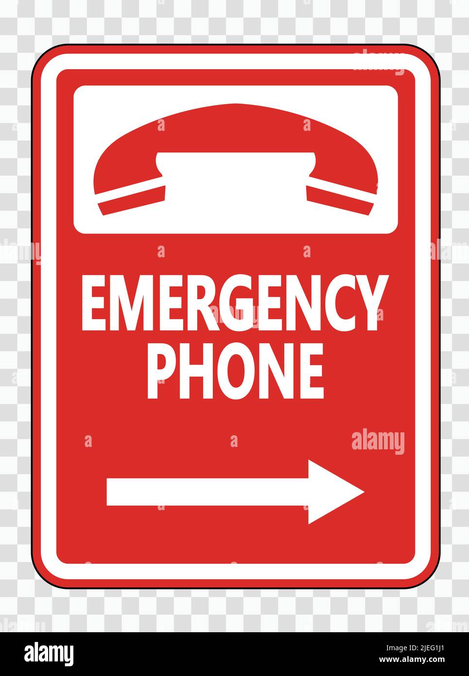 Emergency Phone (Right Arrow) Sign on transparent background,vector ...