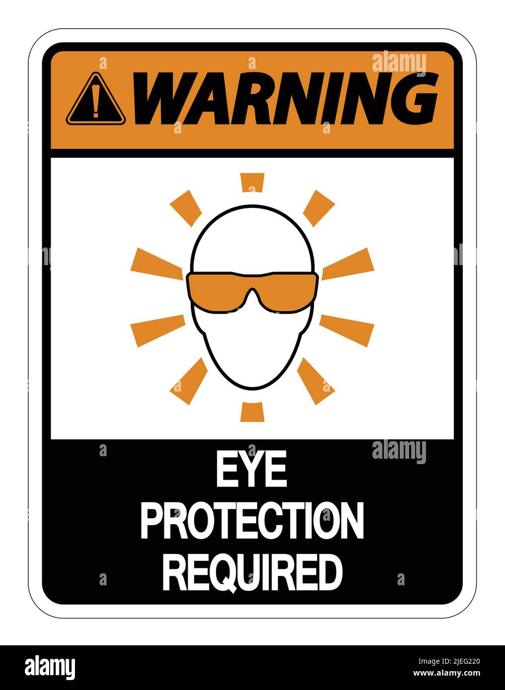 Warning Eye Protection Required Wall Sign On White Background Vector