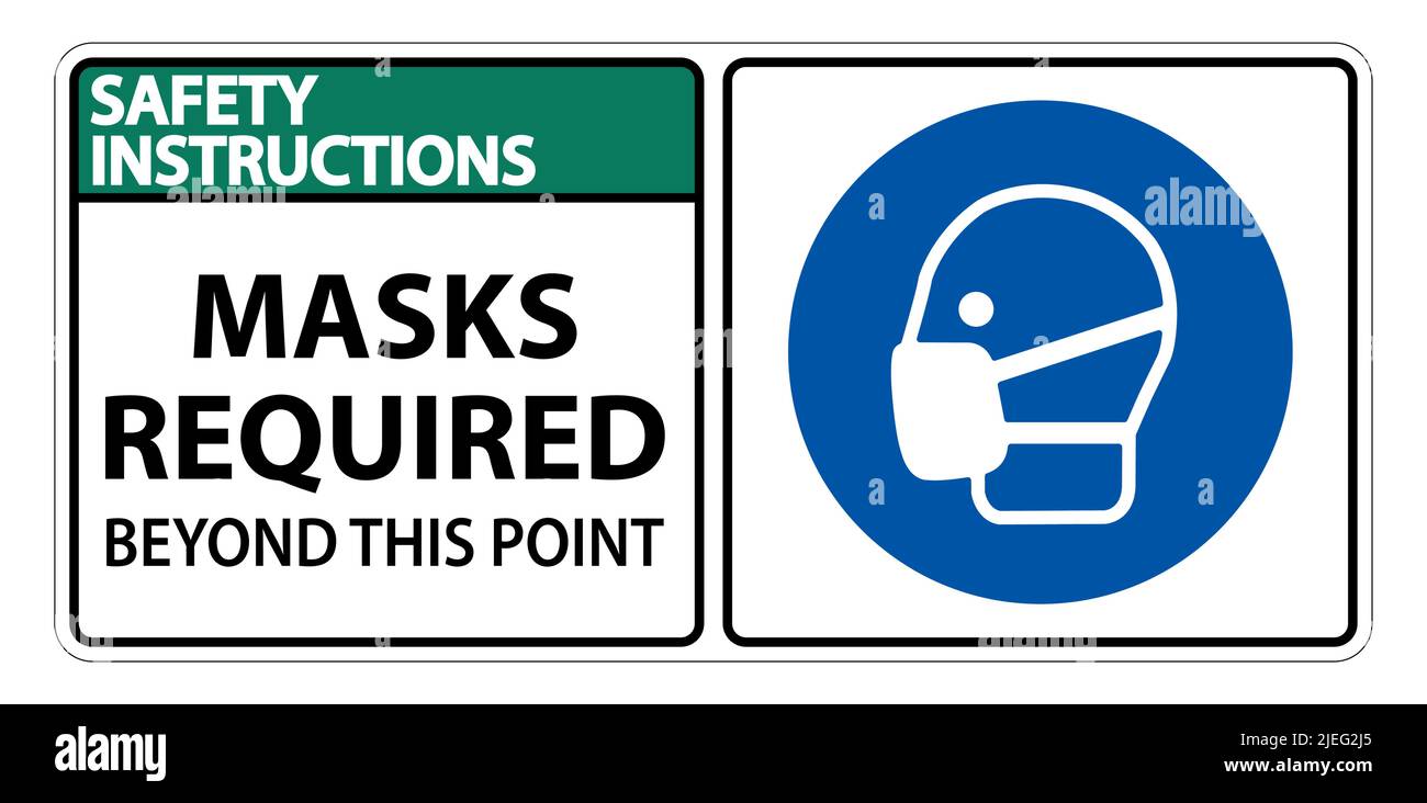 Safety Instructions Masks Required Beyond This Point Sign Isolate On ...