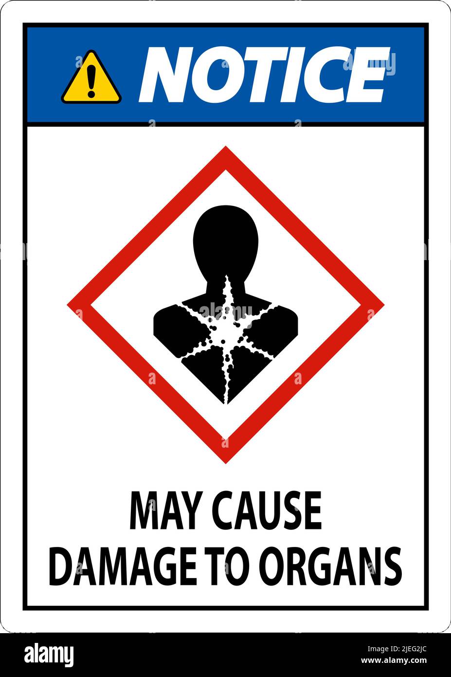 Notice May Cause Damage To Organs GHS Sign On White Background Stock ...