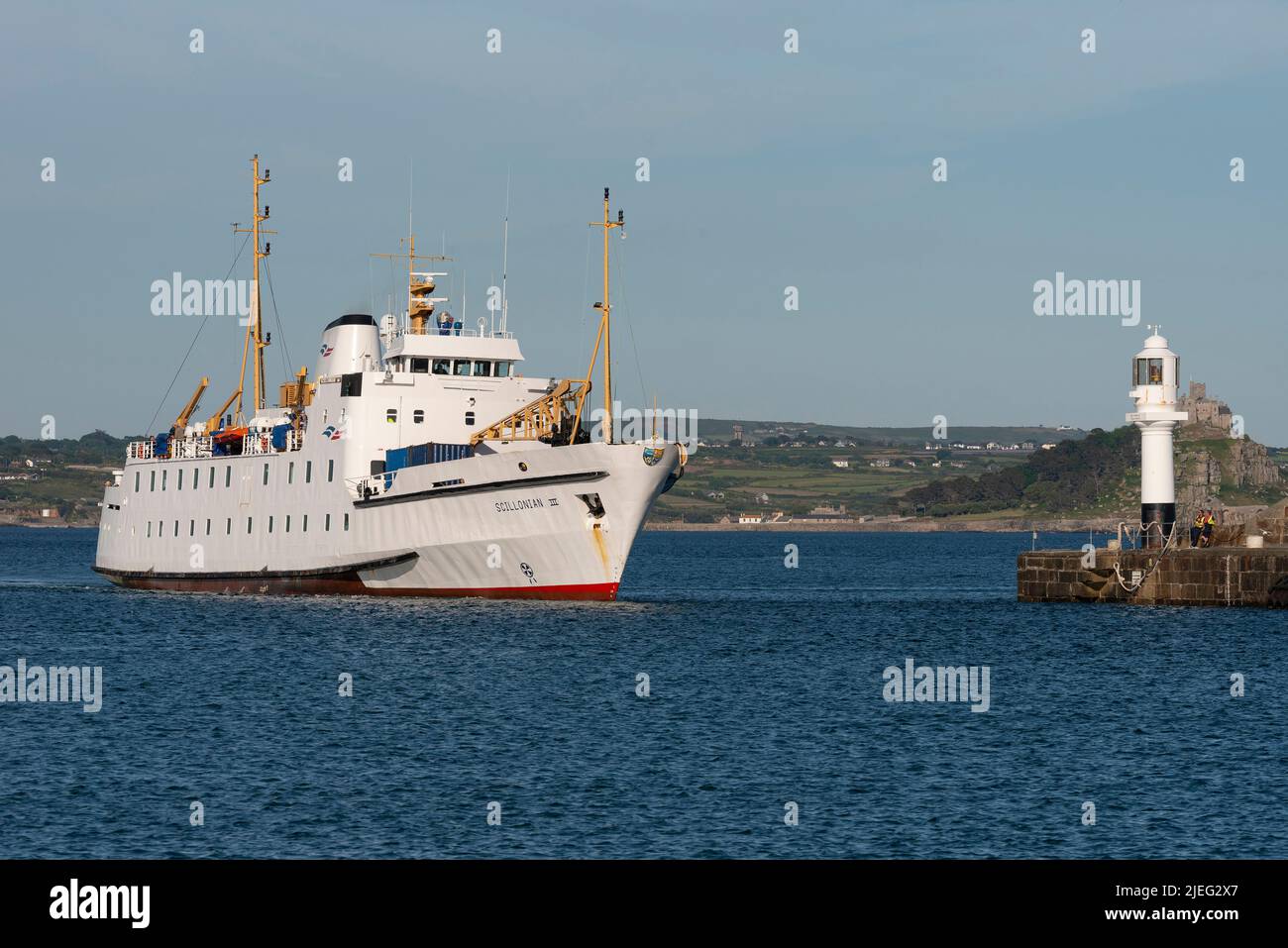 Penzance Harbour, Cornwall, England, UK. 2022. Passenger ferry passing ...