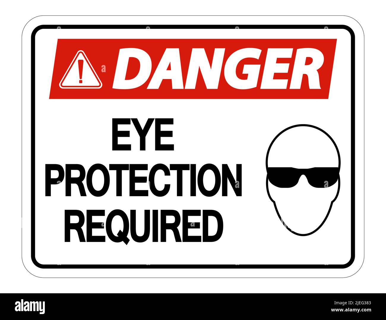 Danger Eye Protection Required Wall Sign on white background,vector ...