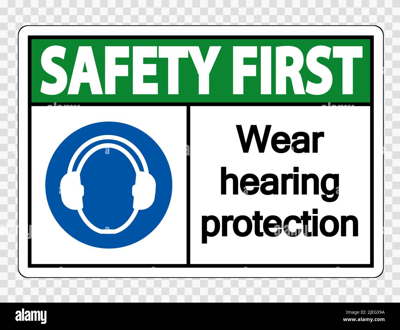 Safety first Wear hearing protection on transparent background,vector ...