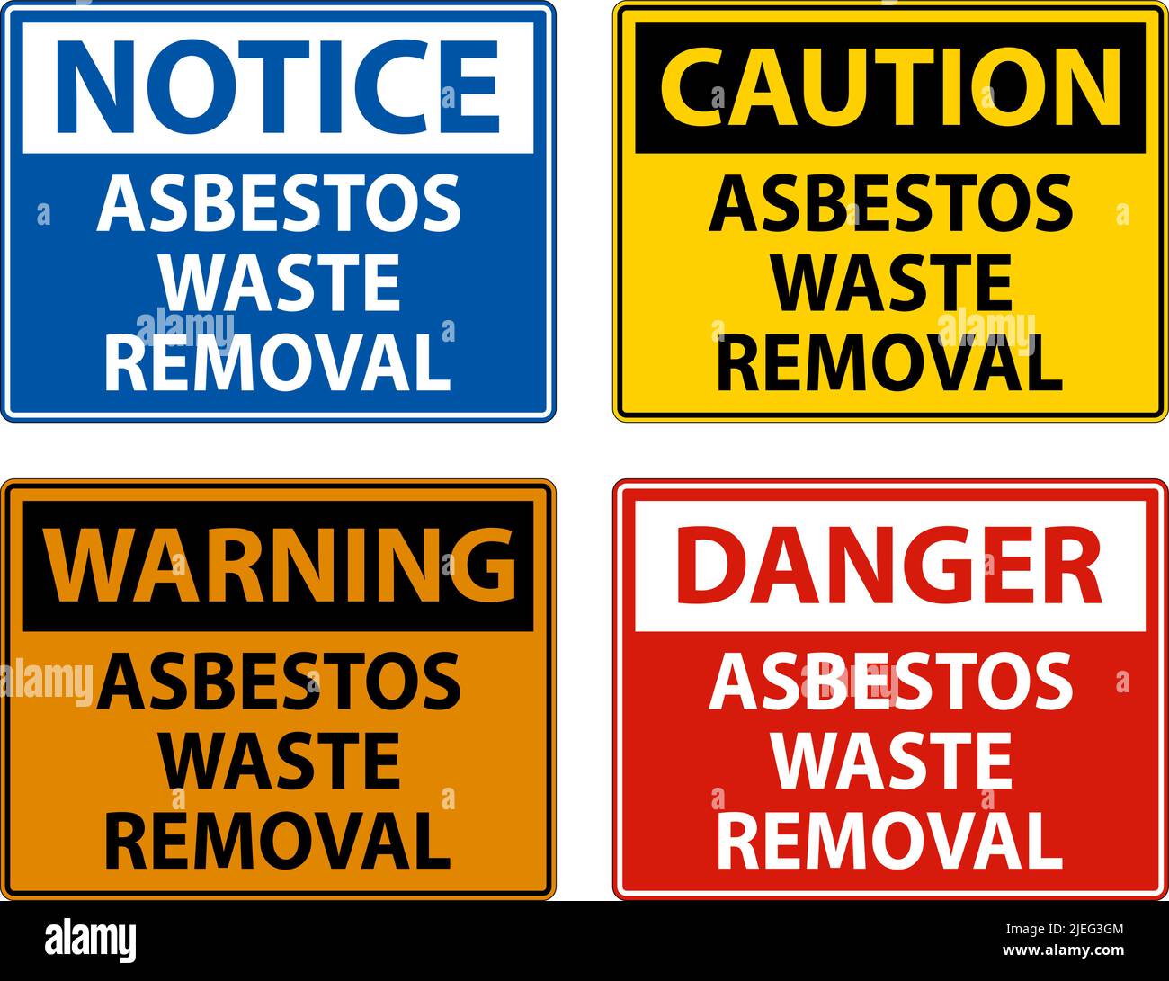 Danger Asbestos Waste Removal Sign On White Background Stock Vector ...