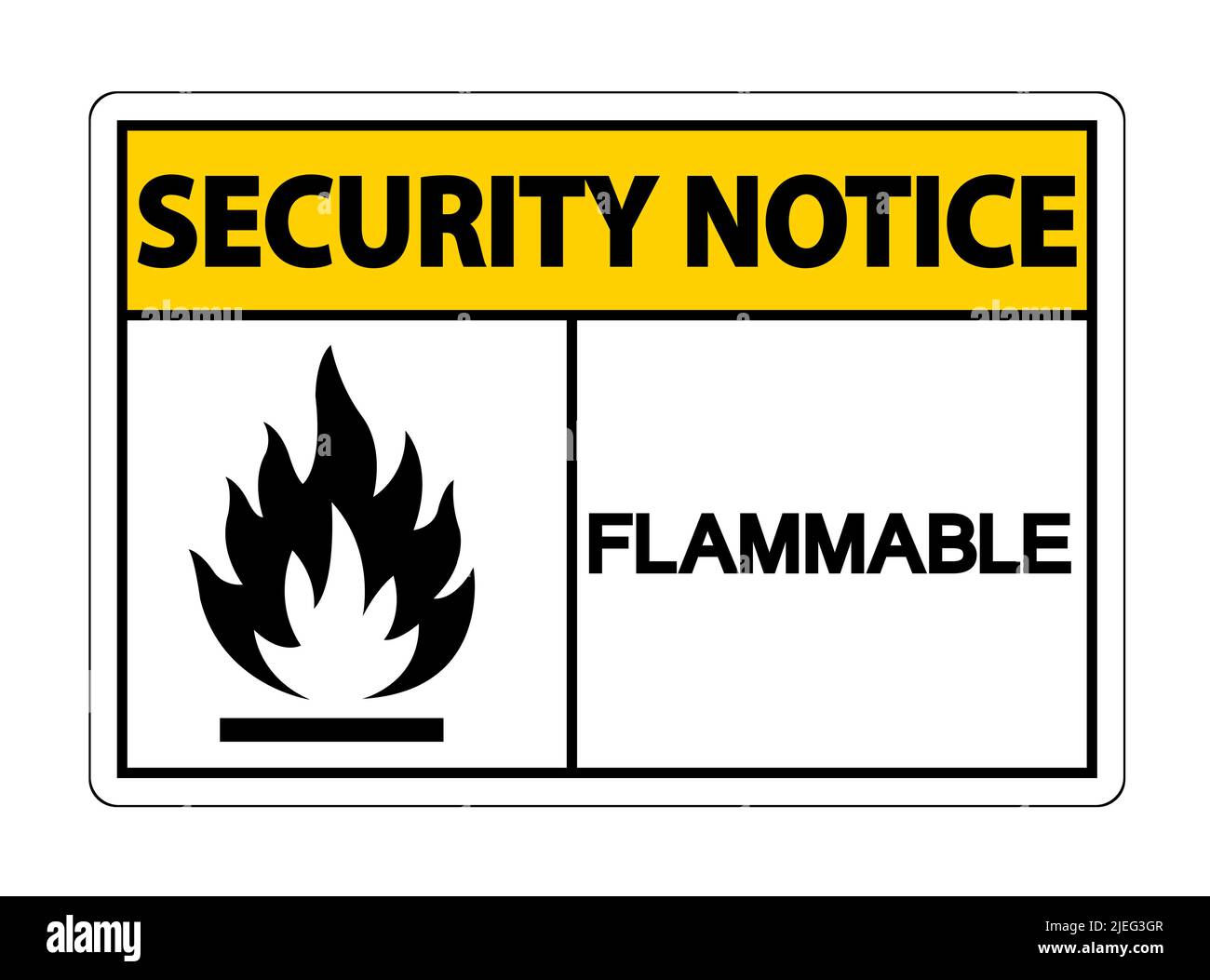 Security Notice Flammable Symbol Sign on white background,Vector ...