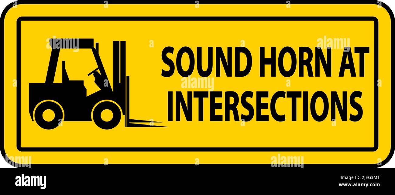 Sound Horn At Intersections Label Sign On White Background Stock Vector ...