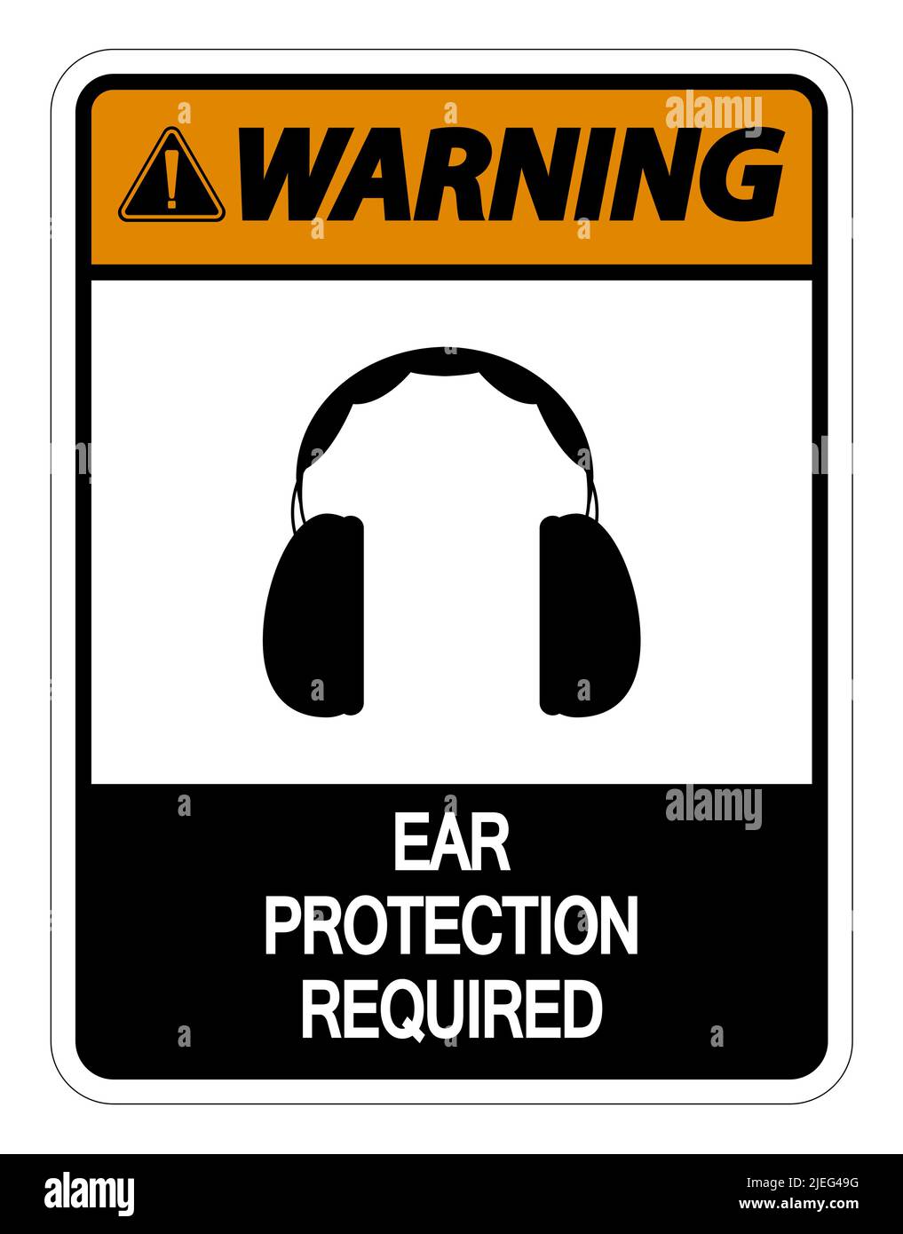 Warning Ear Protection Required Sign on white background,vector ...