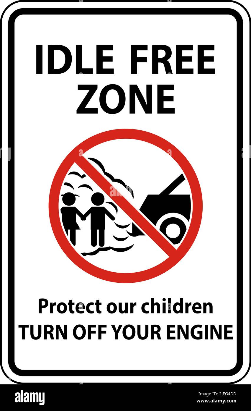 Idle Free Zone Sign On White Background Stock Vector Image & Art - Alamy