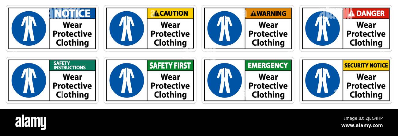 Wear protective clothing sign on white background Stock Vector Image ...