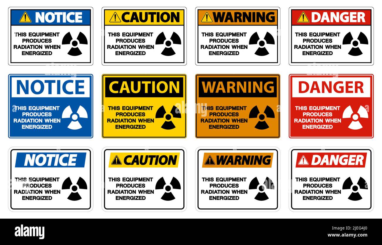Danger This equipment produces radiation when energized Symbol Sign On ...