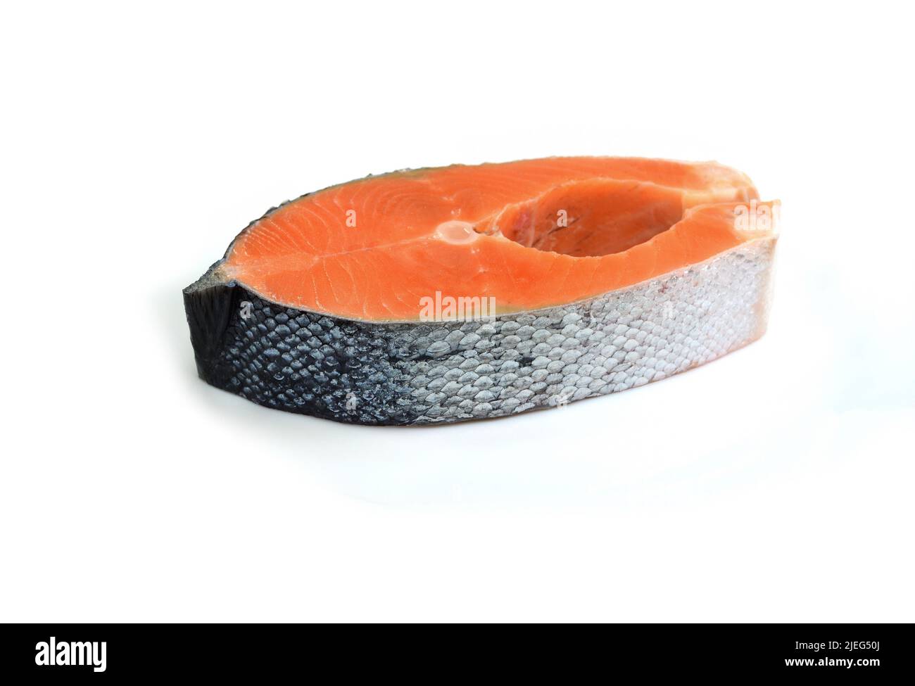 salmon, trout, steak, slice of fresh raw fish, isolated on white ...