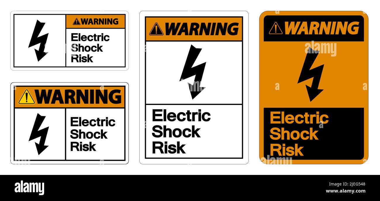 Warning Electric Shock Risk Symbol Sign On White Background Stock ...