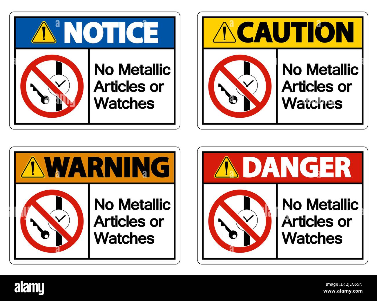 Caution No Metallic Articles Or Watches Symbol Sign On White Background ...