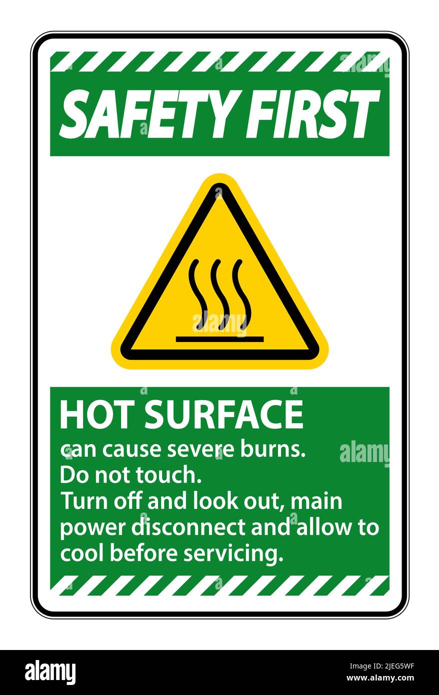 Safety First Hot surface sign on white background Stock Vector Image ...