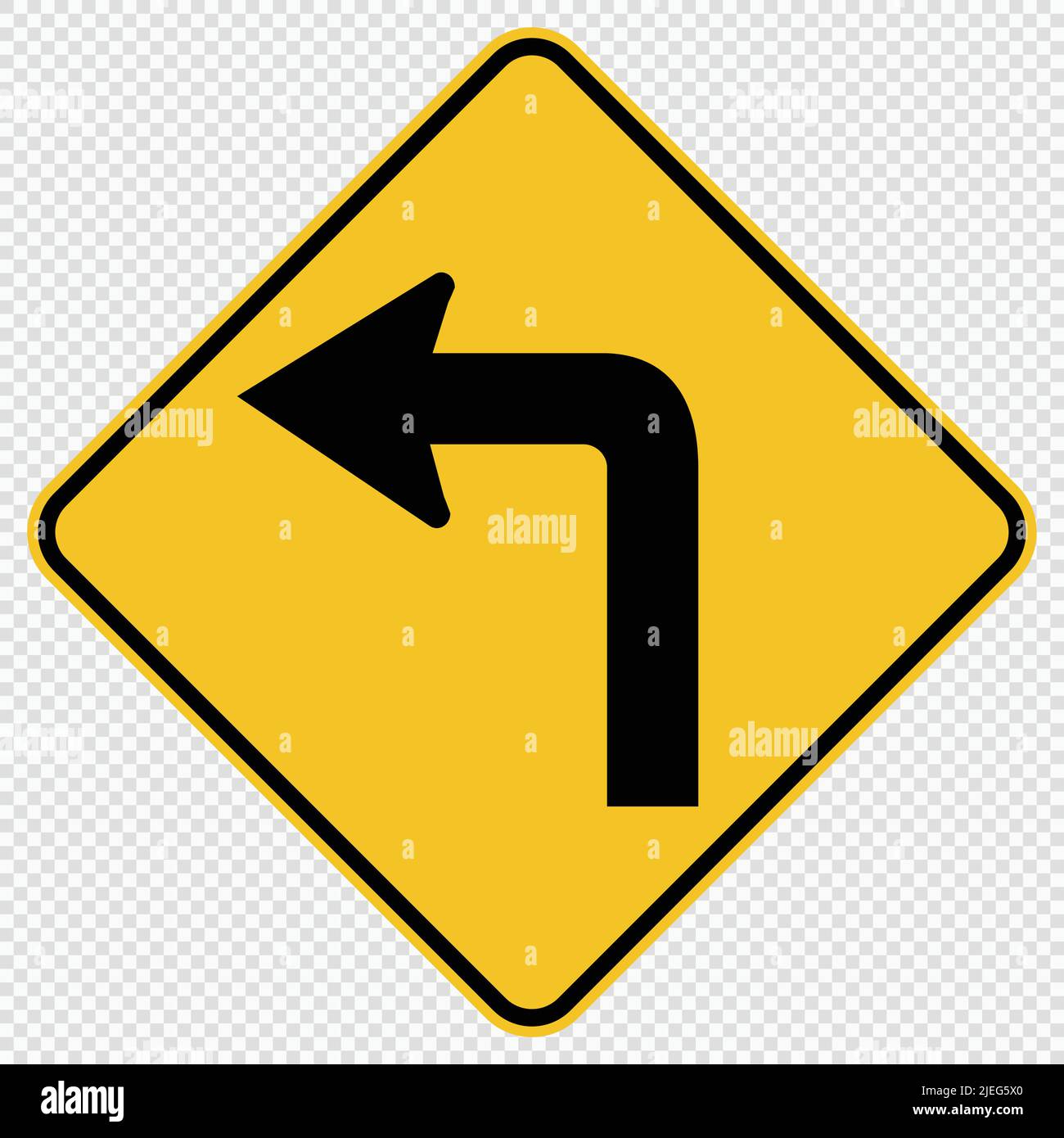 Turn Left Traffic Road Sign on transparent background,vector ...