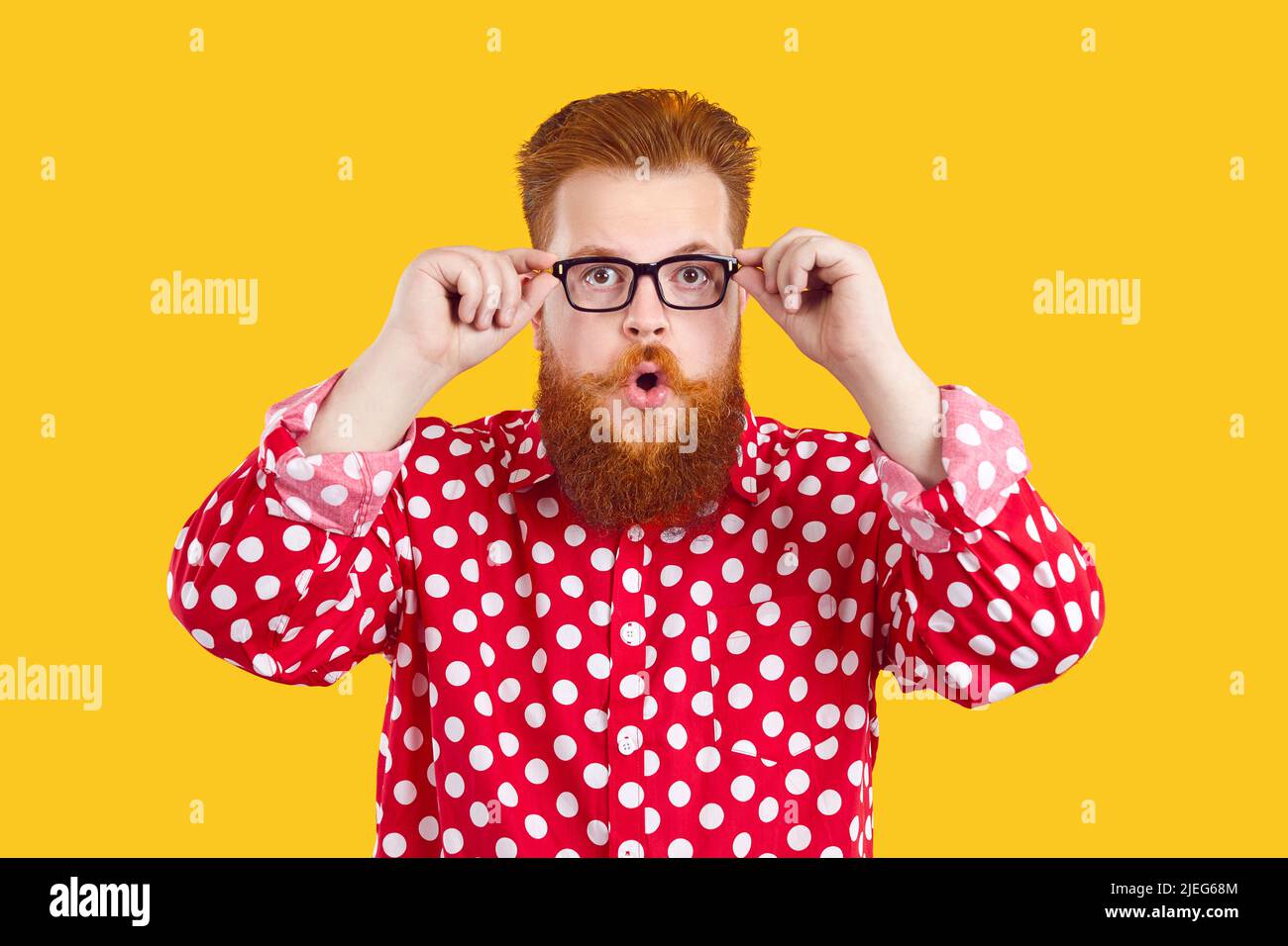 Funny Fat Man In Glasses Looking At Something With Surprised Astonished