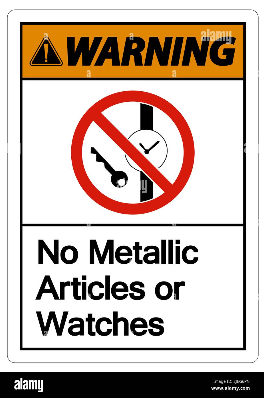 Caution No Metallic Articles Or Watches Symbol Sign On White Background ...