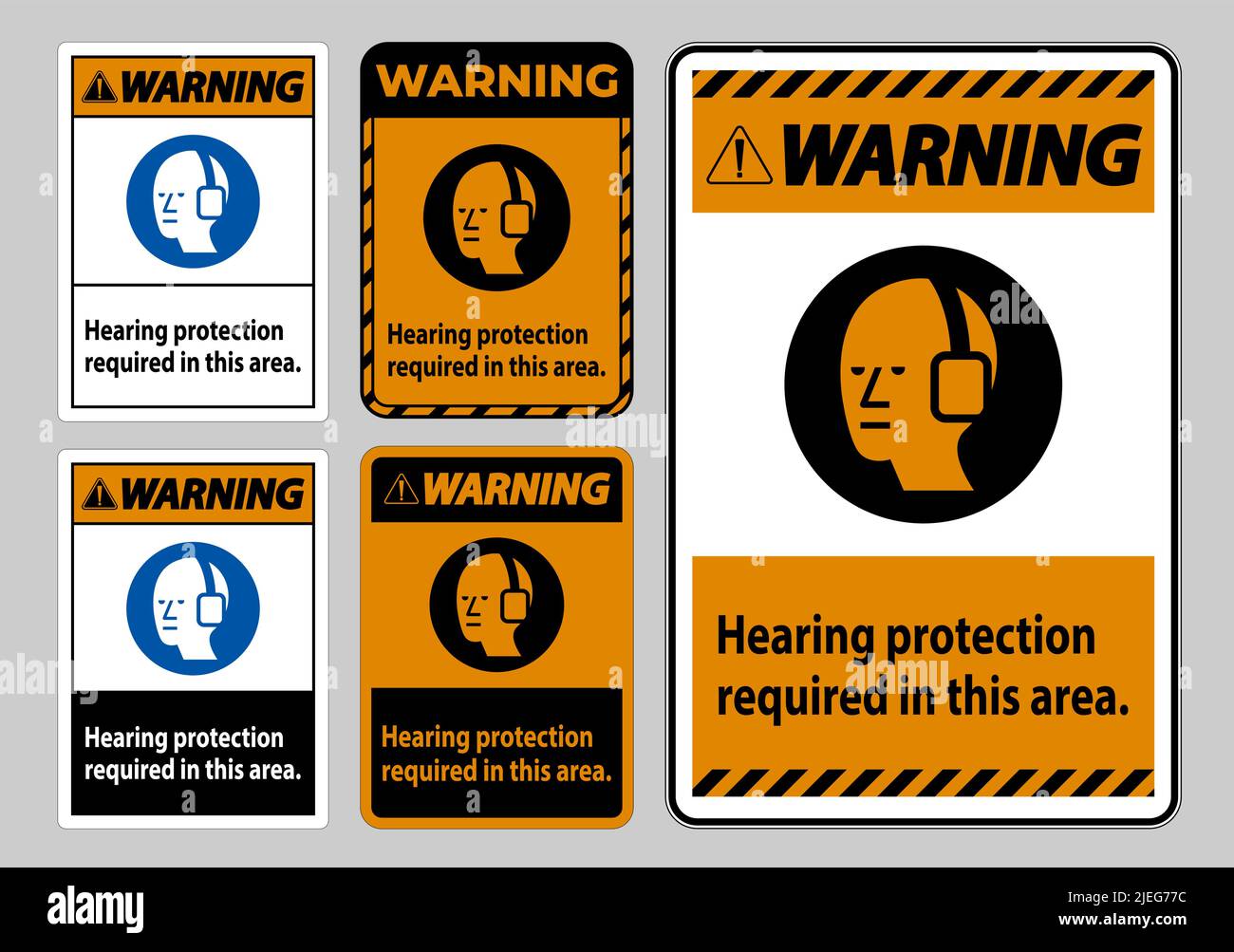 Warning PPE Sign Hearing Protection Required In This Area with Symbol ...