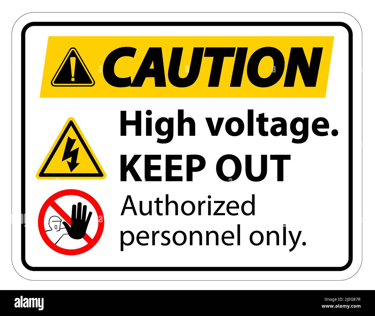 Caution High Voltage Keep Out Sign Isolate On White Background,Vector ...