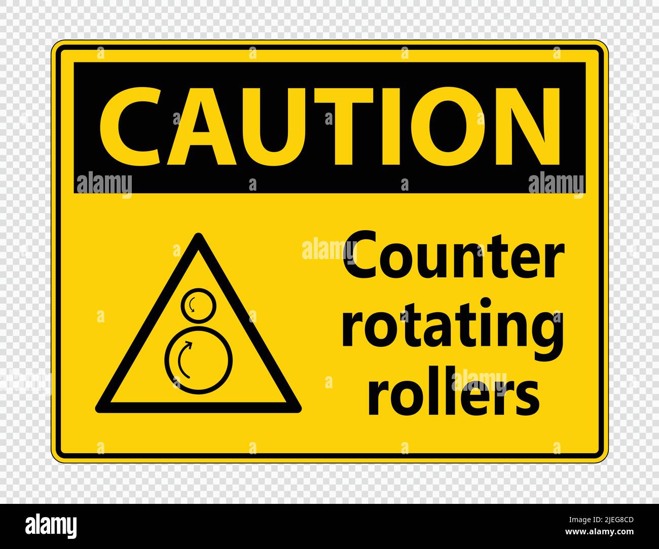 Caution counter rotating rollers sign on transparent background,vector ...