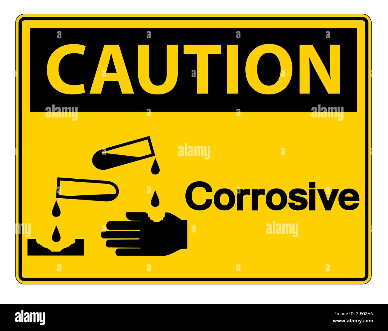 Caution Corrosive Symbol Sign on white background,Vector illustration ...