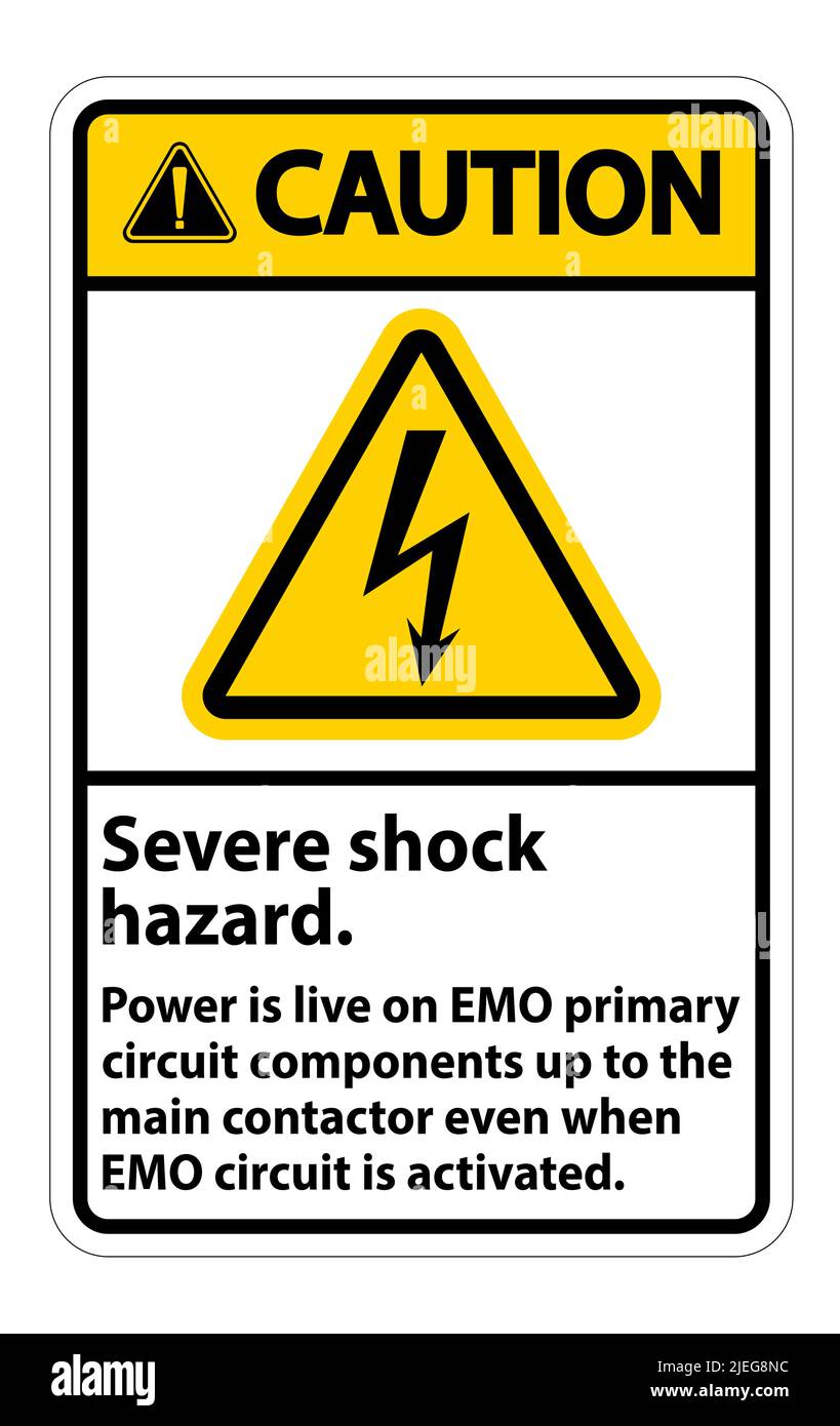 Caution Severe shock hazard sign on white background Stock Vector Image ...