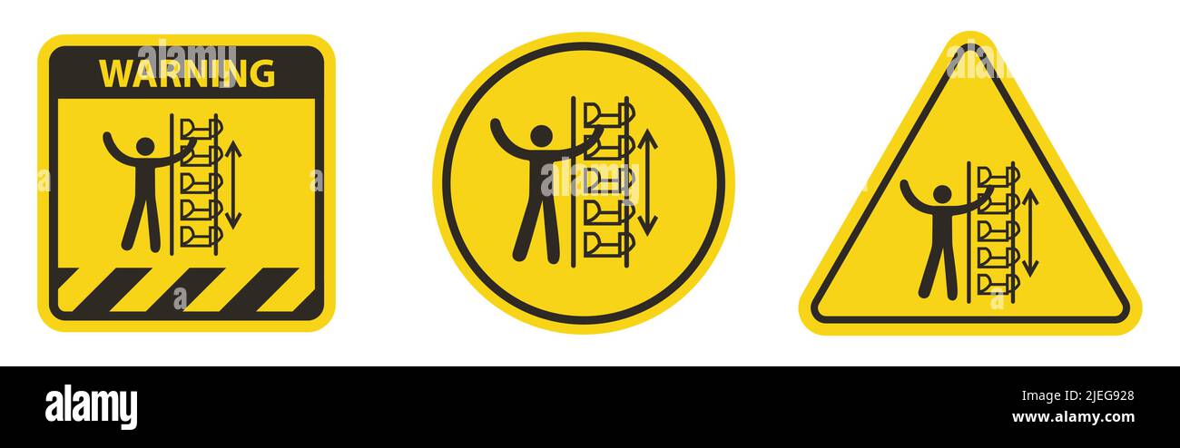 Warning Exposed Buckets and Moving Parts Symbol Sign Isolate on White ...