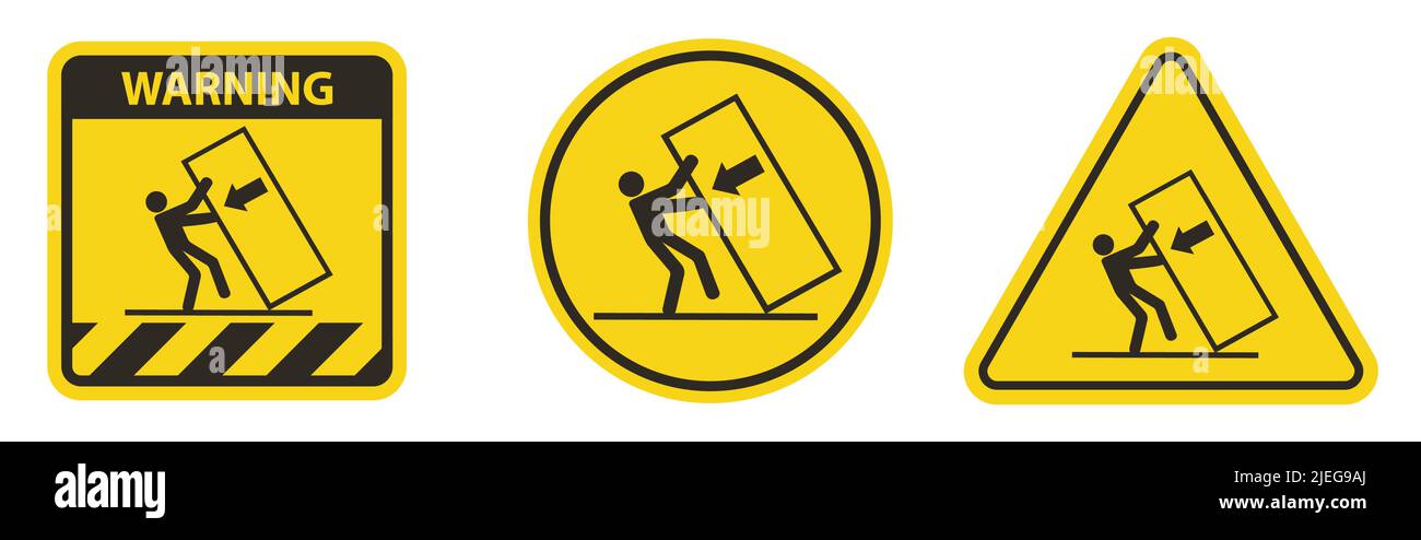 Body Crush Tip over Hazard Symbol Sign Isolate On White Background ...