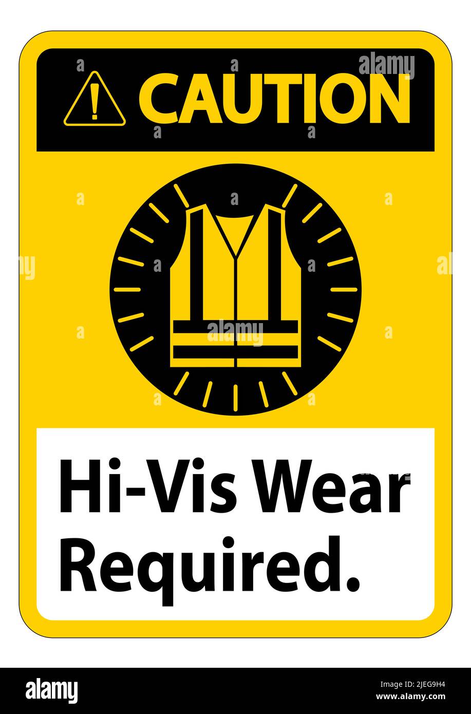 Caution Sign Hi-Vis Wear Required on white background Stock Vector ...