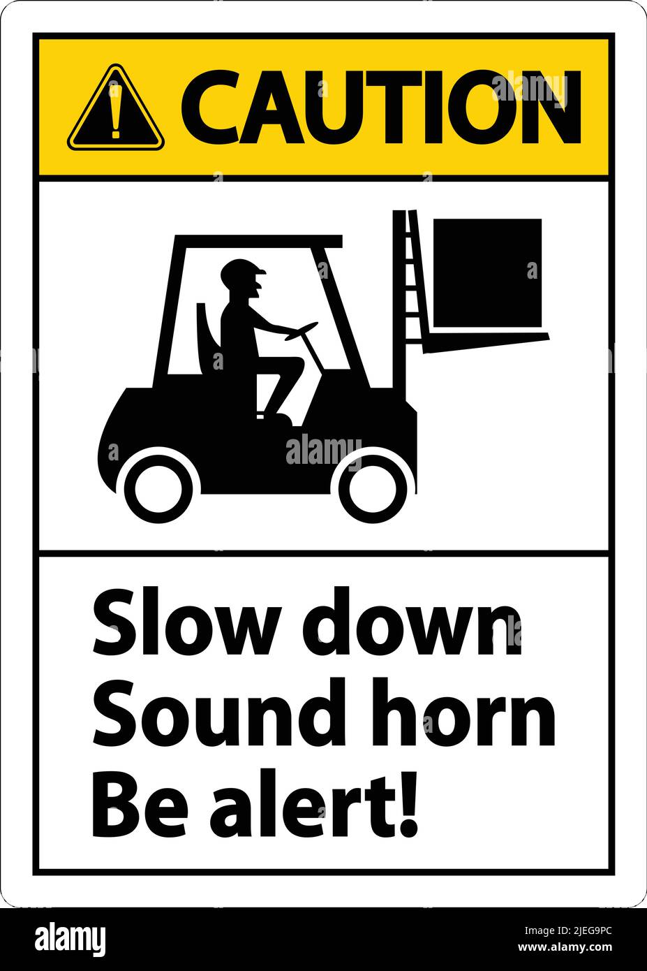 Warning 2-Way Slow Down Sound Horn Sign On White Background Stock ...