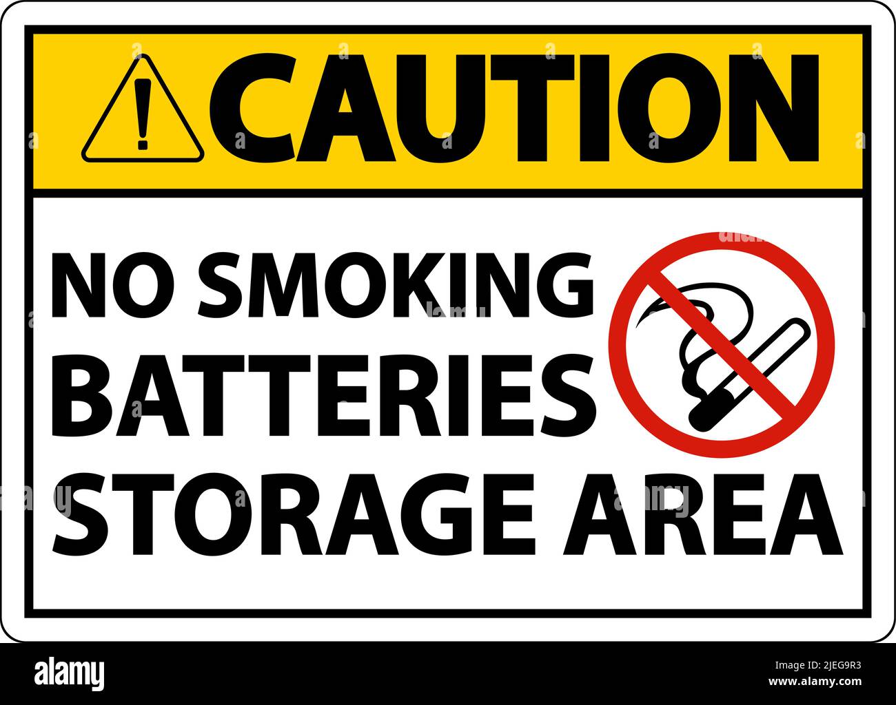 Caution No Smoking Battery Storage Area Sign On White Background Stock ...