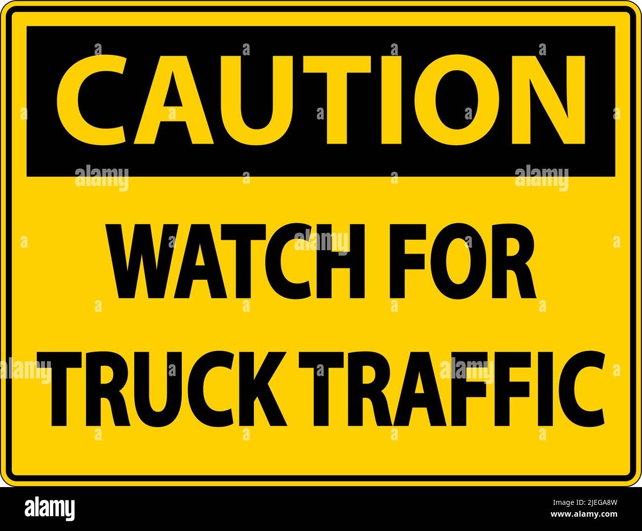 Caution Watch For Truck Traffic Sign On White Background Stock Vector ...