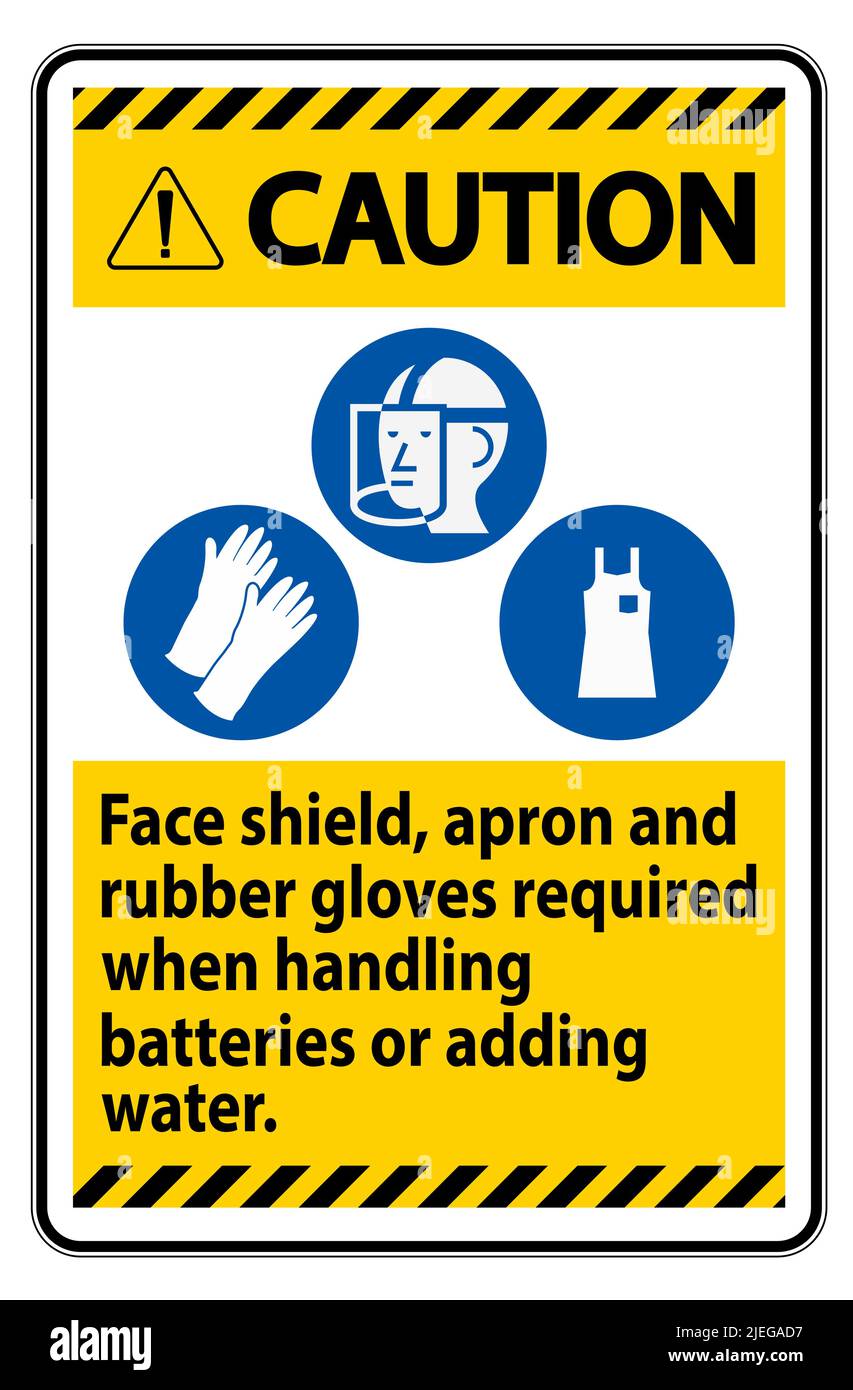 Caution Sign Face Shield, Apron And Rubber Gloves Required When ...