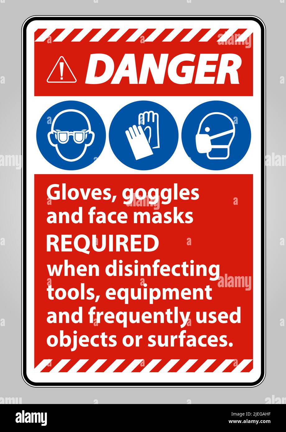 Danger Gloves,Goggles,And Face Masks Required Sign On White Background ...