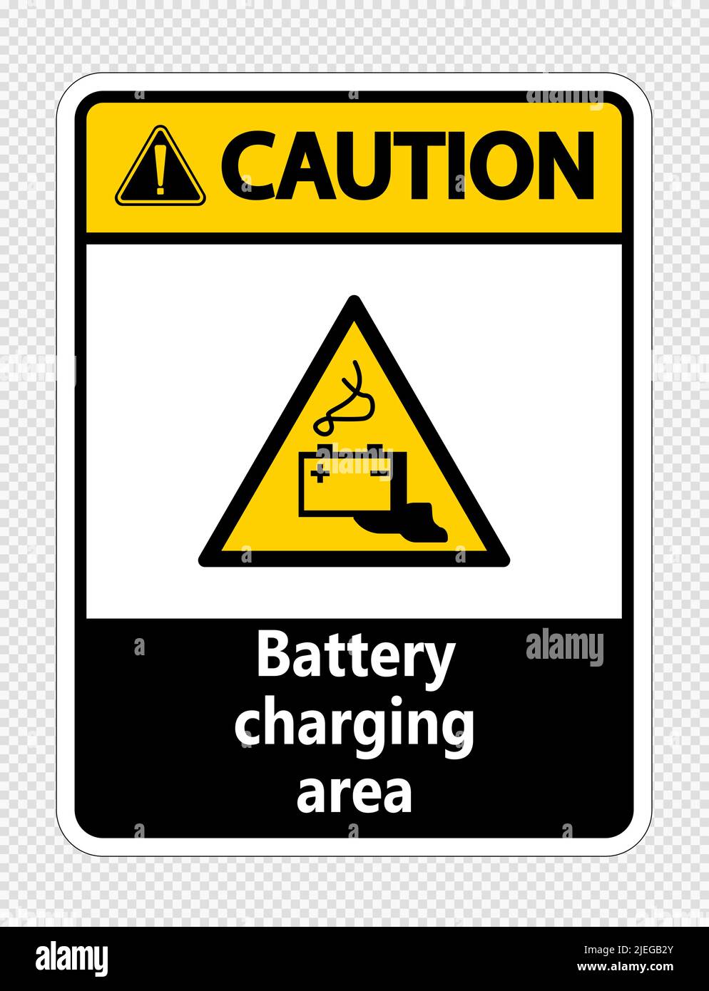 Caution battery charging area Sign on transparent background,Vector ...