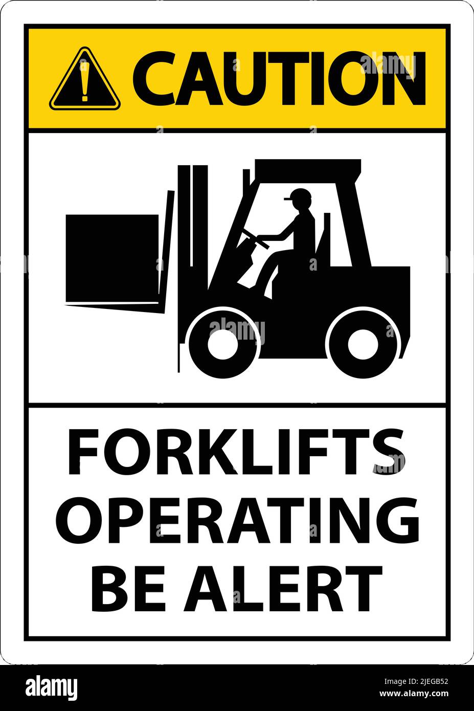 Caution 2-Way Forklifts Operating Sign On White Background Stock Vector ...