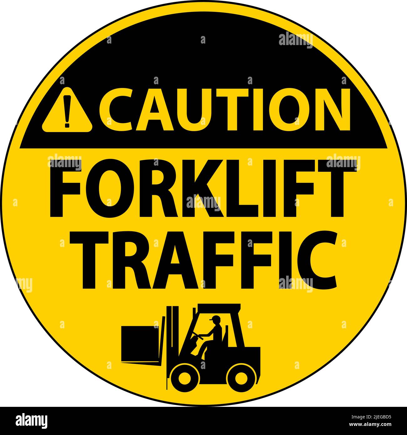 Caution Forklift Traffic Floor Sign On White Background Stock Vector ...