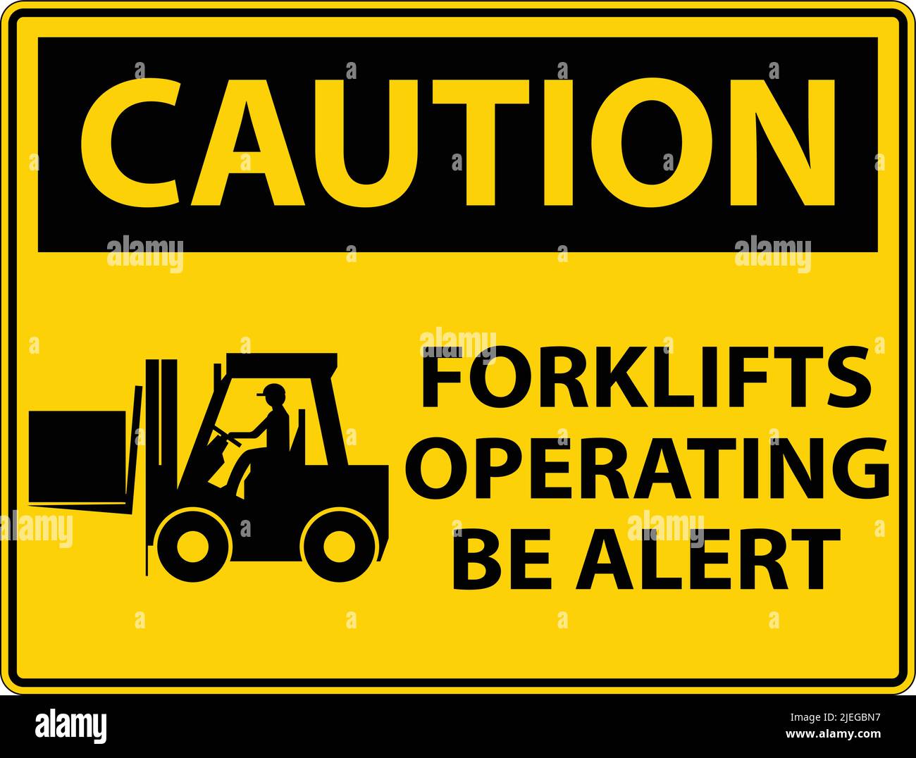Caution 2-Way Forklifts Operating Sign On White Background Stock Vector ...